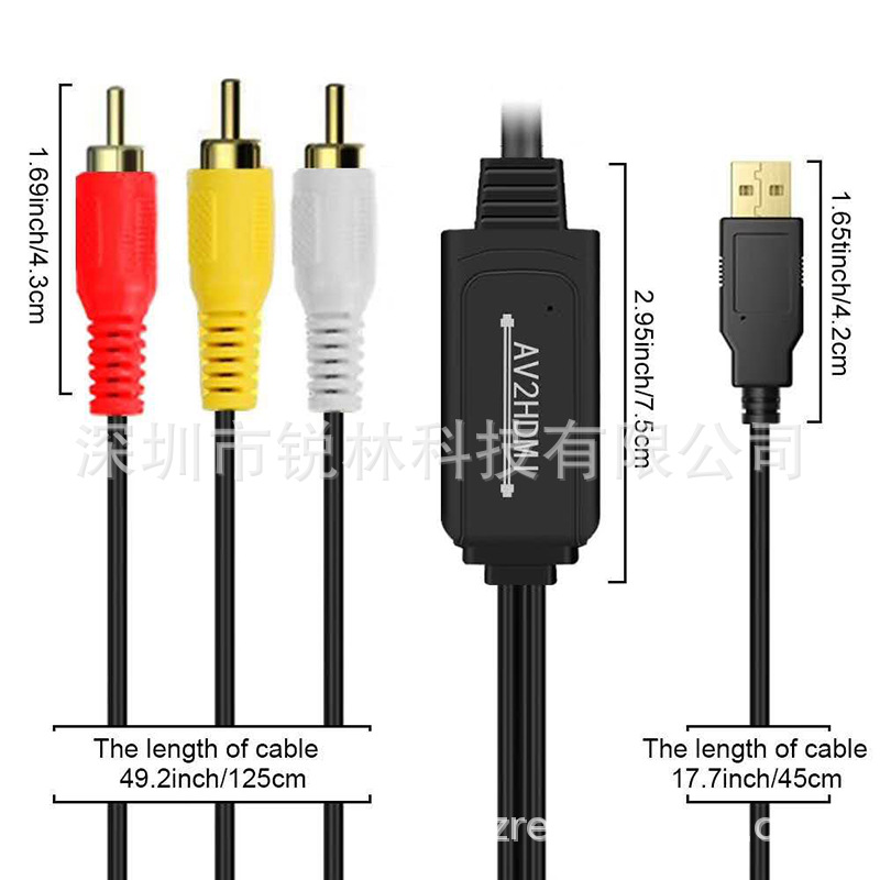 批发av转hdmi转换器 AV2HDMI转换线 高清rca to hdmi电视转投影仪-阿里巴巴