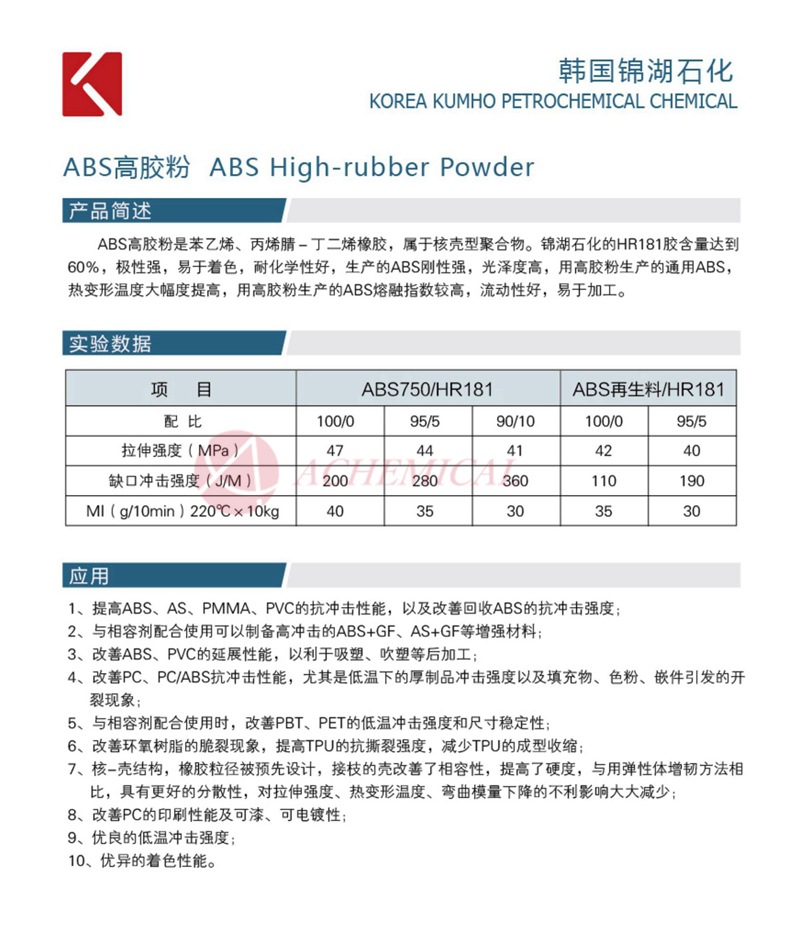 韩国 锦湖 Kumho ABS高胶粉 HR181-阿里巴巴