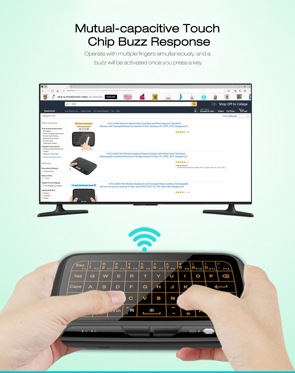 H18 触屏迷你无线键盘 飞鼠键盘 掌上无线数字迷你键-阿里巴巴