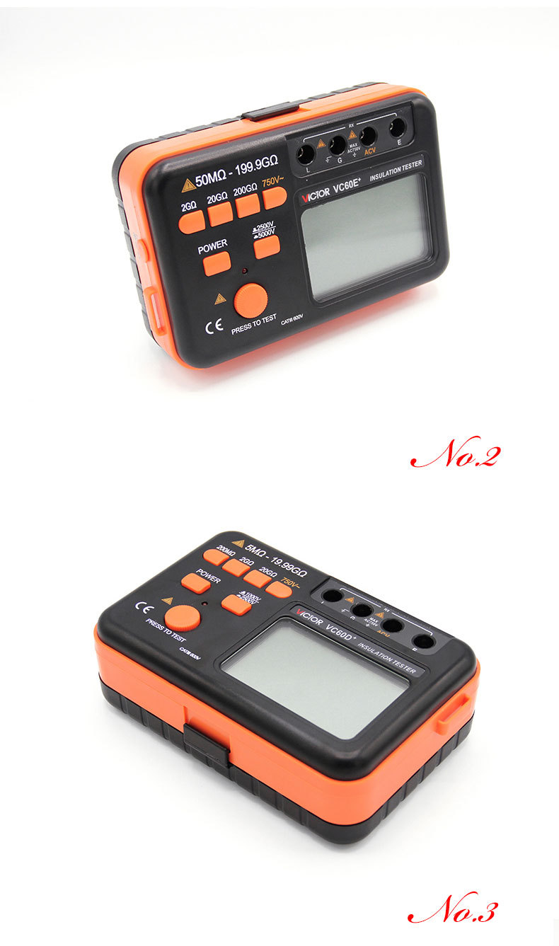 胜利数字兆欧表VC60B+/VC60D+ 绝缘电阻测试仪摇表1000V2500V-阿里巴巴