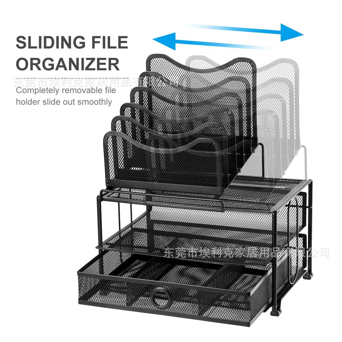 Metal mesh desktop file storage box with drawers 5 removable stacking ...