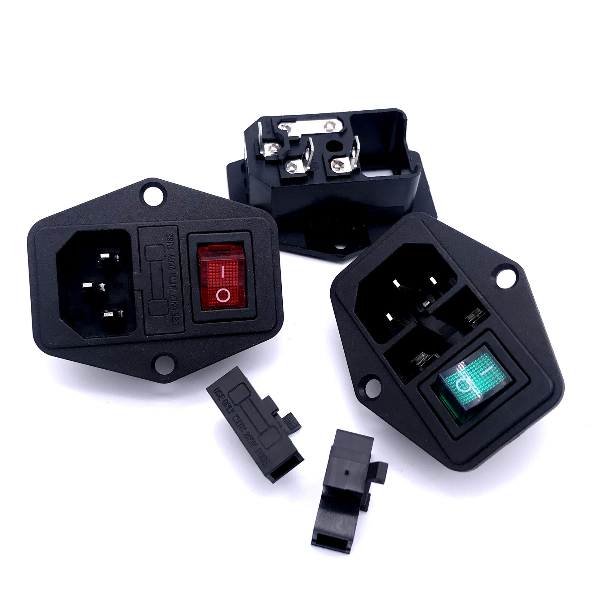 AC-01A AC电源插座 三合一螺丝孔带耳朵开关带保险丝品字医疗器械-阿里巴巴