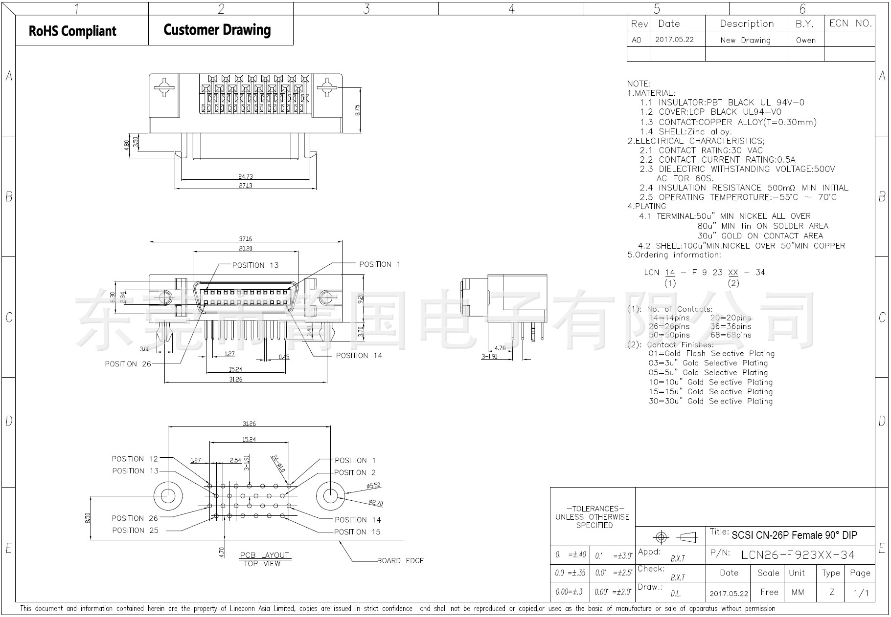 SCSI 26P 母座连接器 HPCN 26P SCSI连接器-阿里巴巴