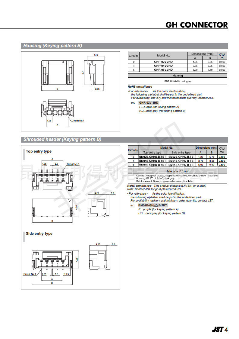 JST进口连接器SSHL-002T-P0.2 接线端子 1.25间距 GH系列接插件-阿里巴巴
