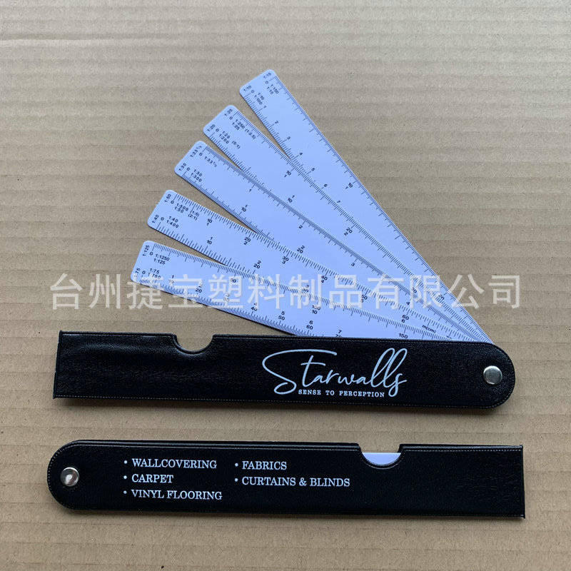 折叠PVC折叠尺 广告折叠尺 促销折叠尺 比例尺 5把比例扇形尺-阿里巴巴