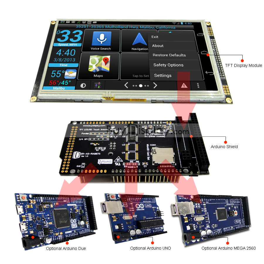 7寸TFT LCD彩色液晶显示屏配RA8875控制板/并串口/可配触摸屏-阿里巴巴