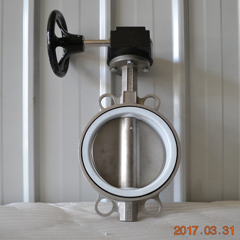 D371F-10P不锈钢304衬四氟蜗杆蝶阀DN100低压涡轮对夹式蝶阀DN500-阿里巴巴