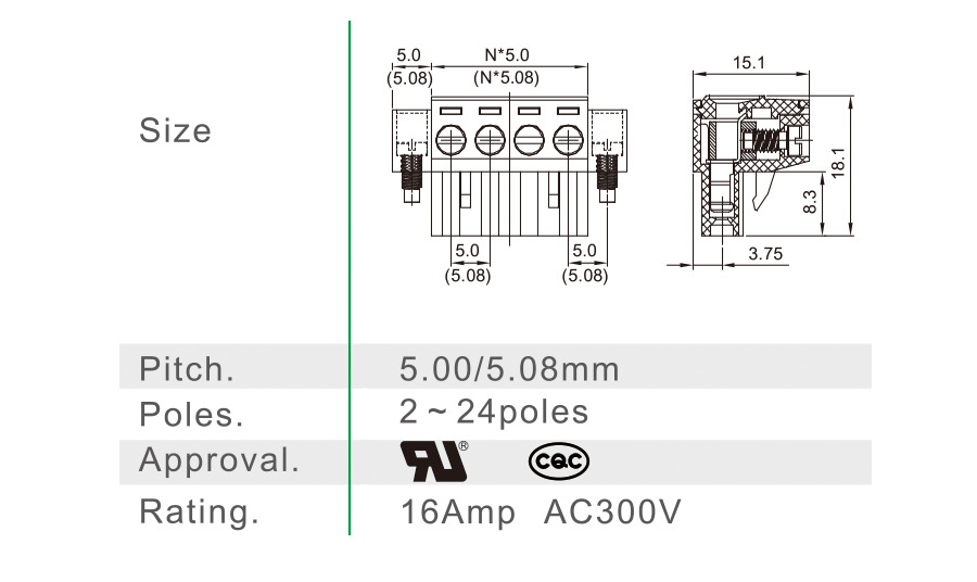 YE350-508PCB插拔式接线端子YC101-508YC311-508 YC031-508-阿里巴巴