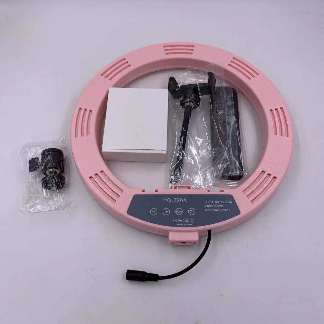 百科仕12寸补光灯遥控触摸灯美颜灯环形摄影灯YQ320A直播主播架-阿里巴巴