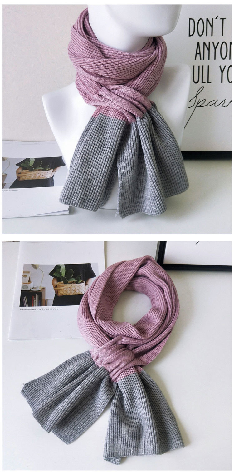 Wholesale two-color matching cross solid color scarf - Nihaojewelry