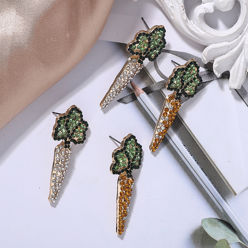 Wholesale alloy diamond carrot earrings creative earrings simple wild ...