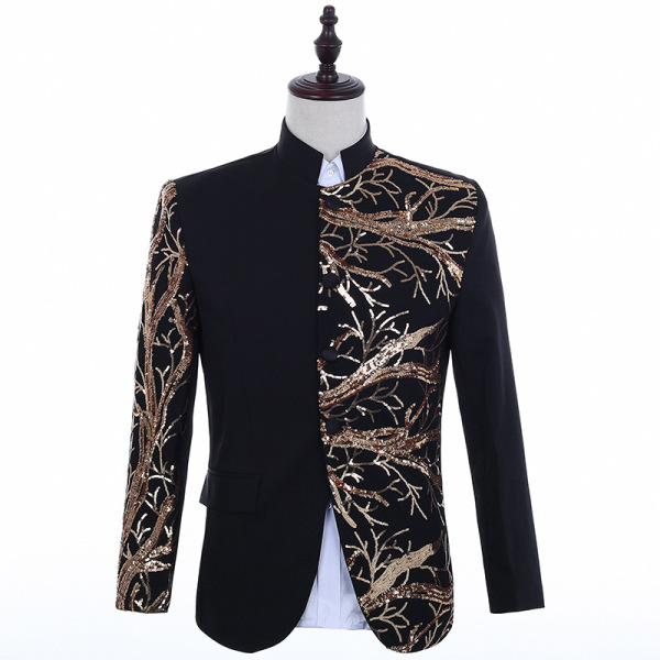 Black sequined jazz dance singers stage performance jackets for men ...