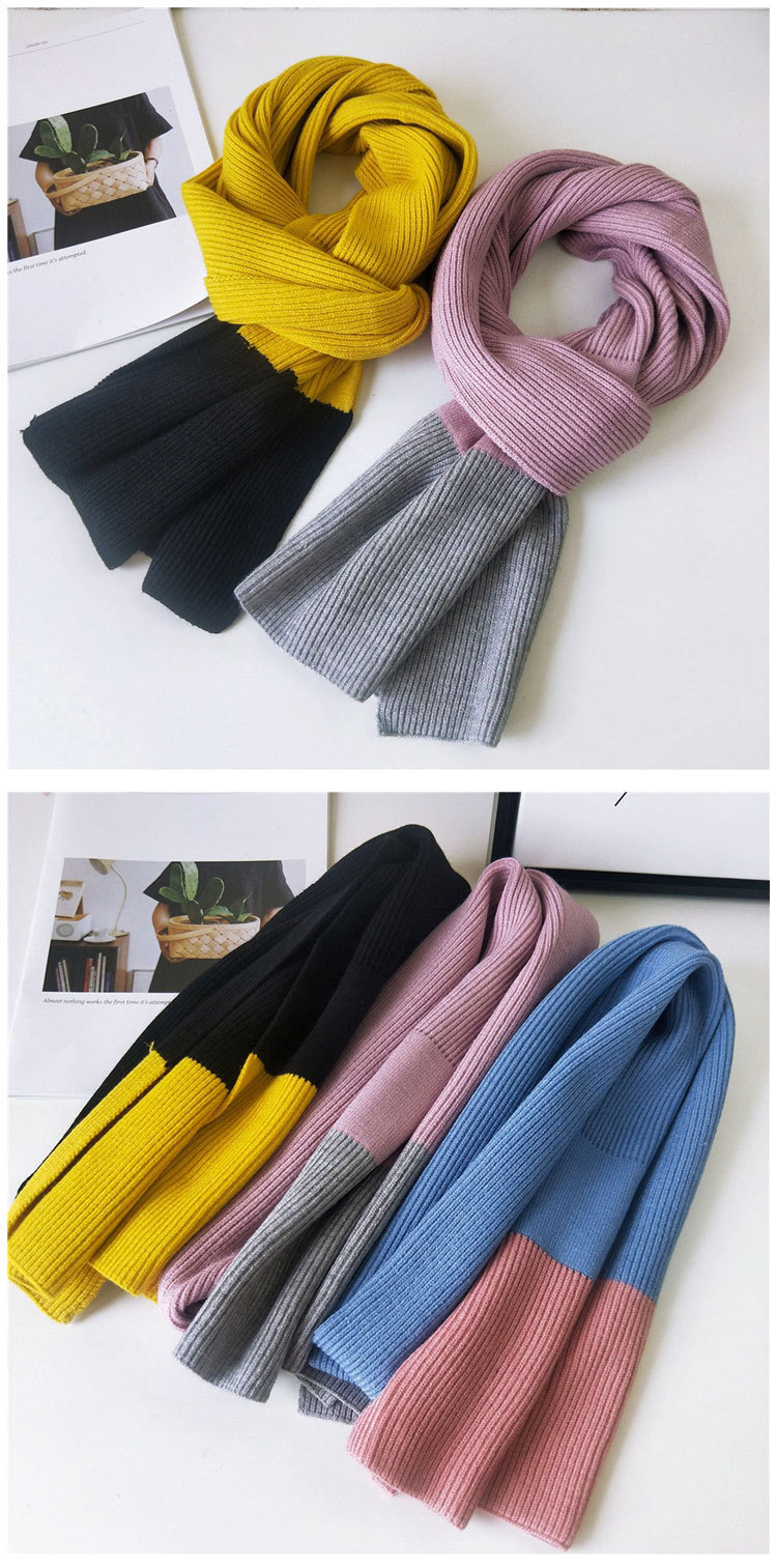 Wholesale two-color matching cross solid color scarf - Nihaojewelry