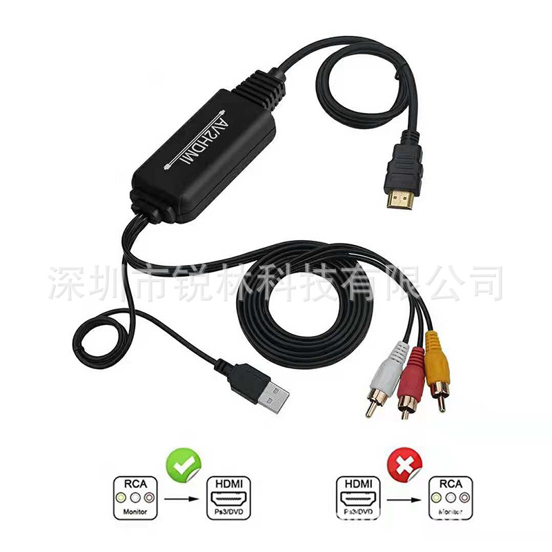 批发av转hdmi转换器 AV2HDMI转换线 高清rca to hdmi电视转投影仪-阿里巴巴