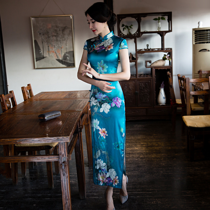 Cheongsam Dress no collar short sleeve cheongsam real cheongsam party ...