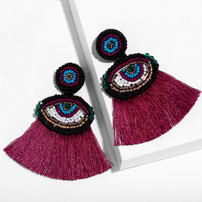 Fashion Devil s Eyes Imitated crystal Tassel Earrings NHAS148034