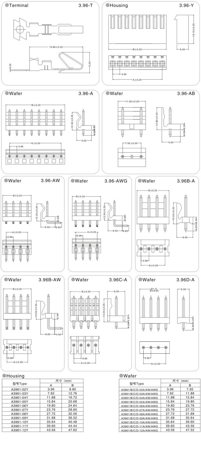 整套|直针 CH3.96接插件 接线端子 2P/3P/4P/5P/6P/7P/8P/9P/10P-阿里巴巴