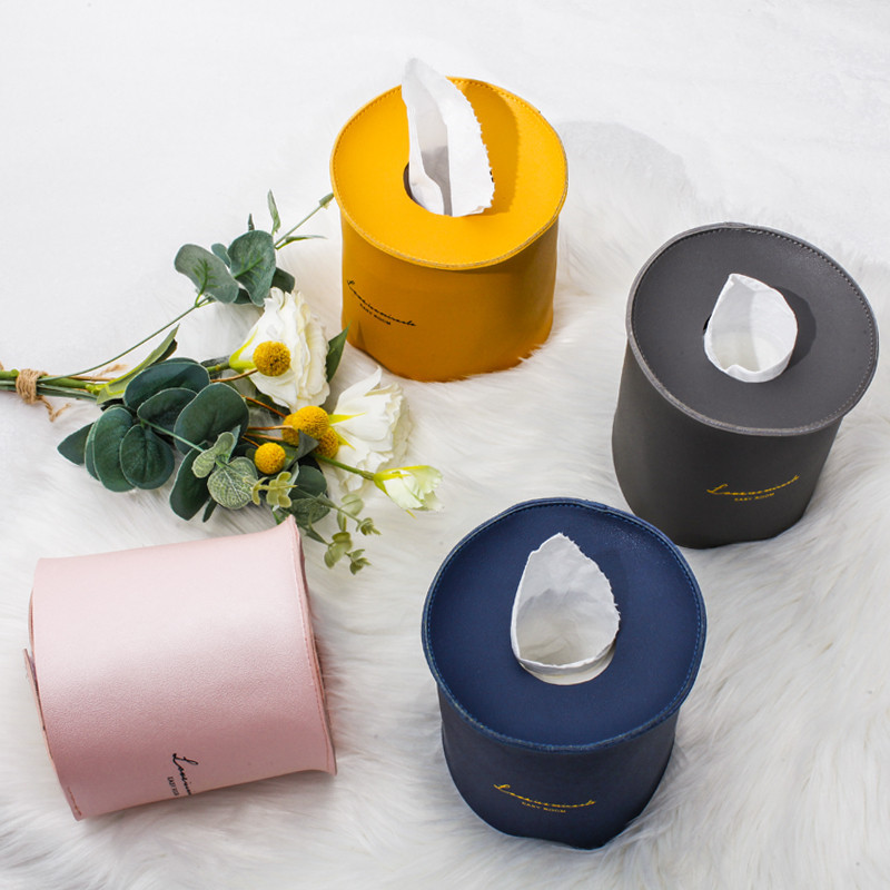 现货 圆形纸巾套 抽纸皮革圆形纸巾筒 荔枝纹PU皮烫金抽纸盒-阿里巴巴