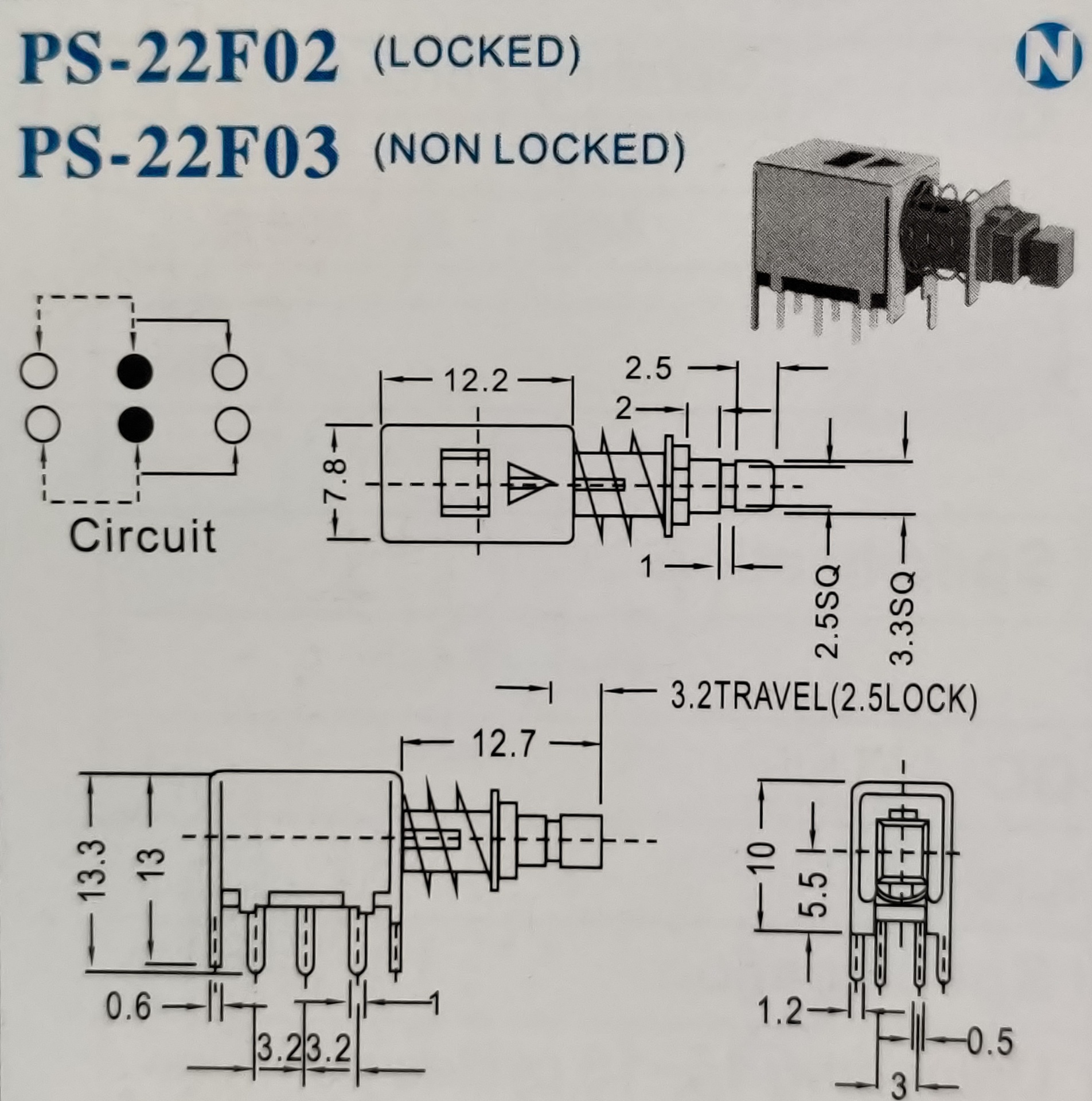 按键开关 PS22F03带锁按钮开关 PS-22F02收线波动无锁按钮开关-阿里巴巴