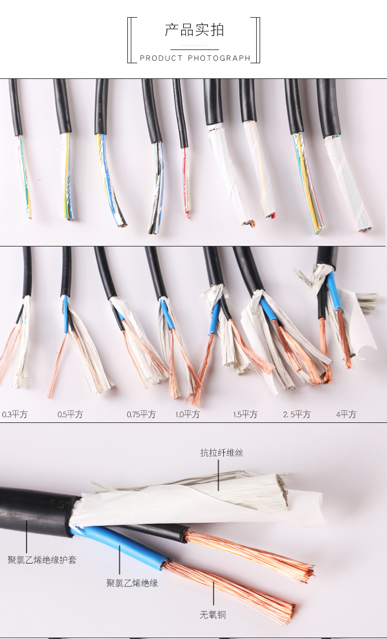 纯铜芯软护套线RVV4芯0.3/0.5/0.75/1.5/2.5/4/6平方电源电线批发-阿里巴巴