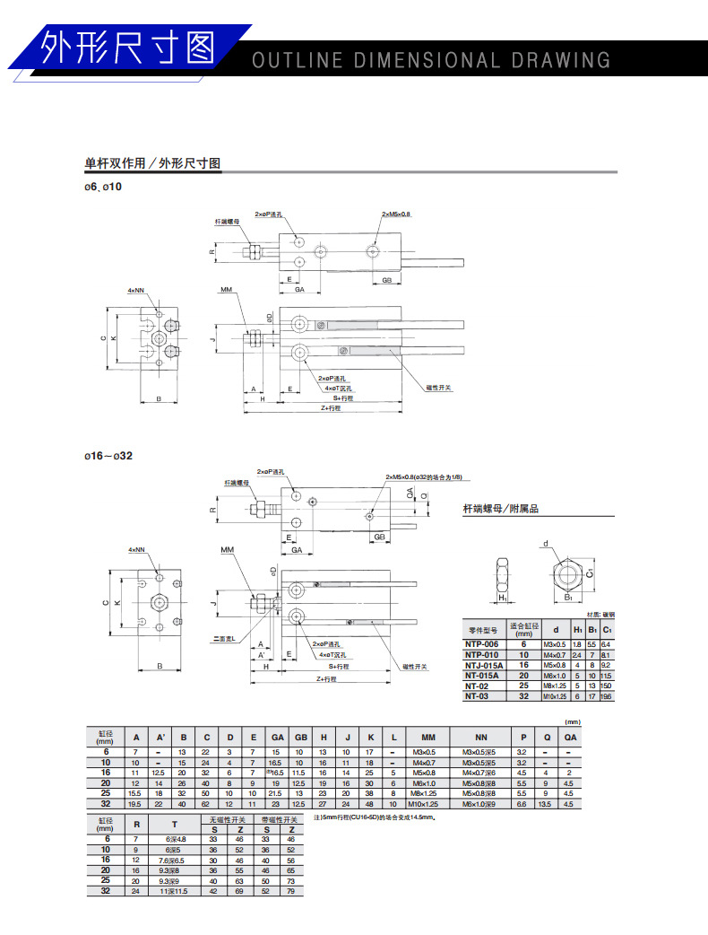 自由安装缸CU/CDU20-5D/10D/15D/20D/25D/30D/35D/40D/50D-阿里巴巴
