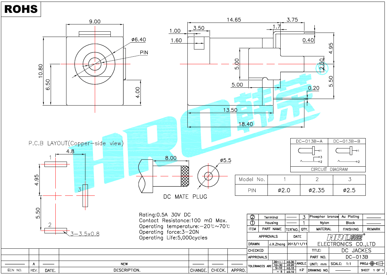 专业生产DC电源插座DC-013B 5525大DC母座直插180度立式充电母座-阿里巴巴