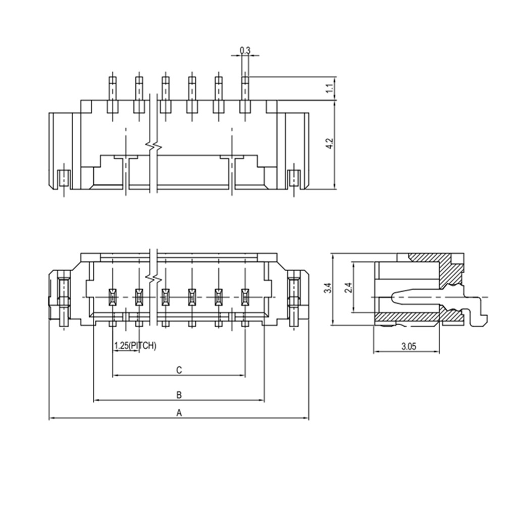 针座12505WR-02(P) 1.25mm 2PIN 卧贴座子 卧式-阿里巴巴