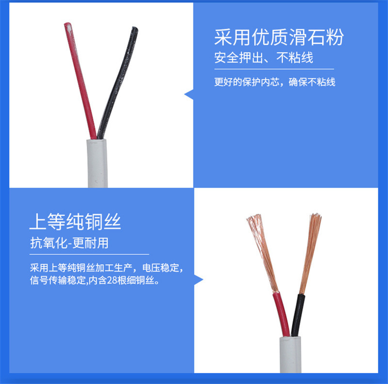 白色纯铜 2464-20awg 2芯护套线 电源线 20号圆线 过粉线 0.5平方-阿里巴巴