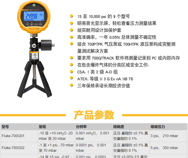 福禄克Fluke 700G系列高精密度压力测试仪 压力表便携校准校验仪-阿里巴巴