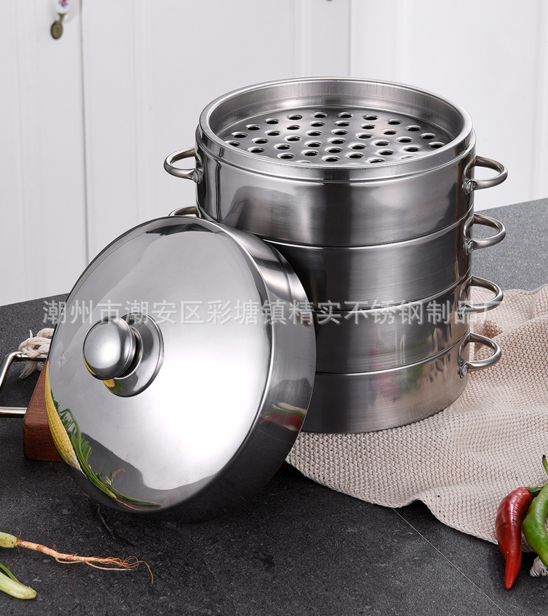 不锈钢大蒸笼圆型点心馒头小蒸笼蒸格蒸屉包子酒店商用沙县蒸饺笼-阿里巴巴