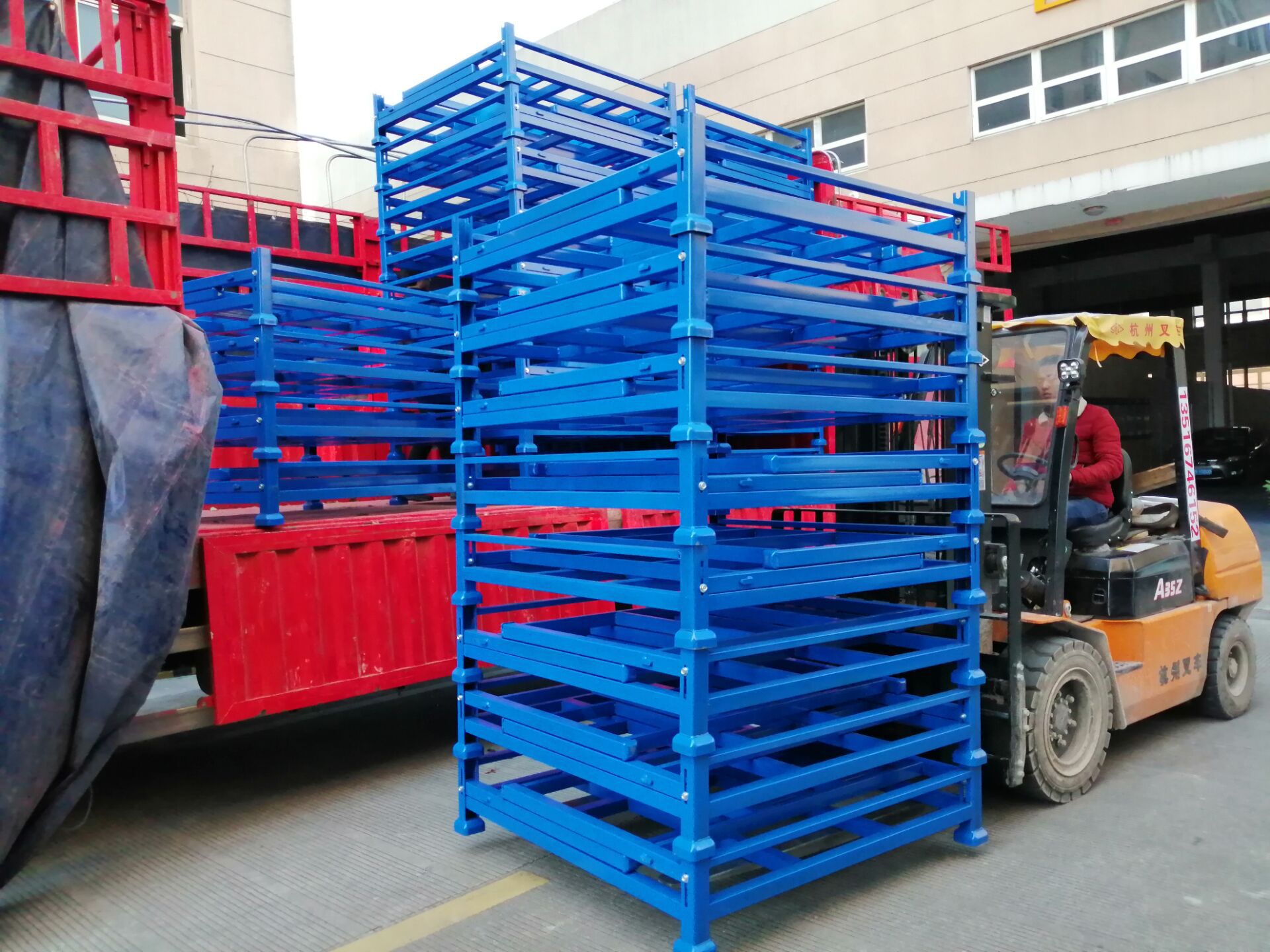 宁波厂家重型货架巧固架仓储钢制布匹卷布料物料铁架折叠式堆垛架-阿里巴巴