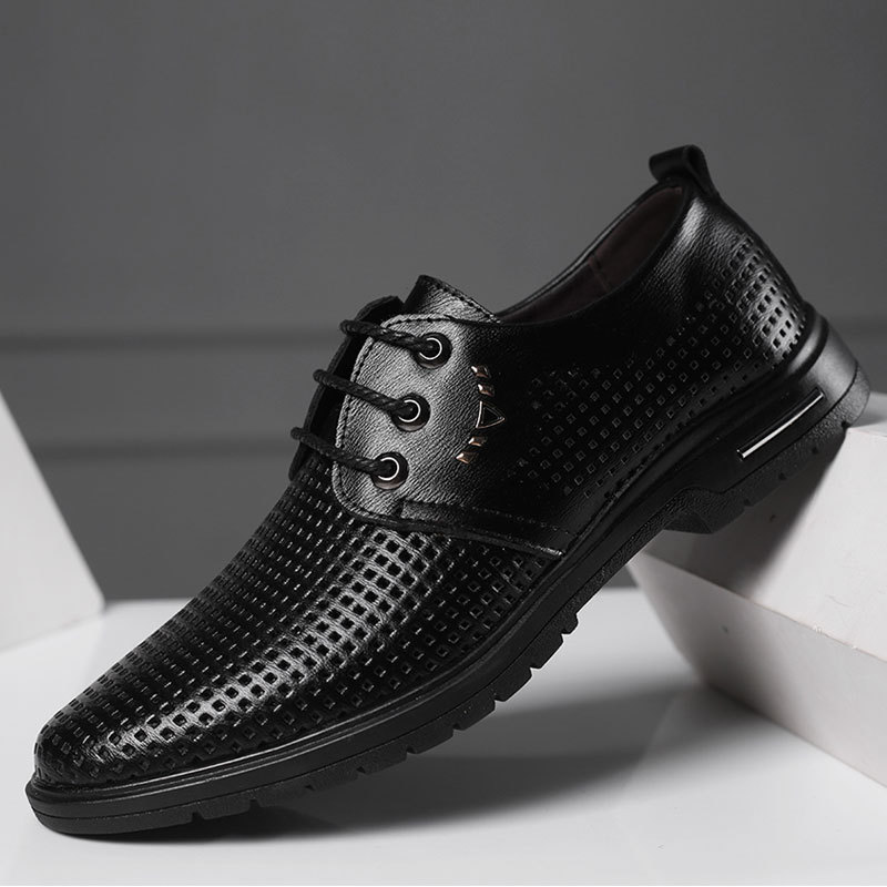2019 new perforated sandals, men's business dress leather shoes ...