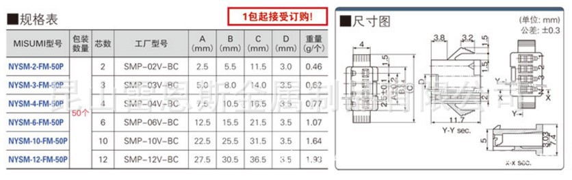 日本MISUMI米思米SM连接器插孔外壳50个装NYSM-4-FM-50P-阿里巴巴