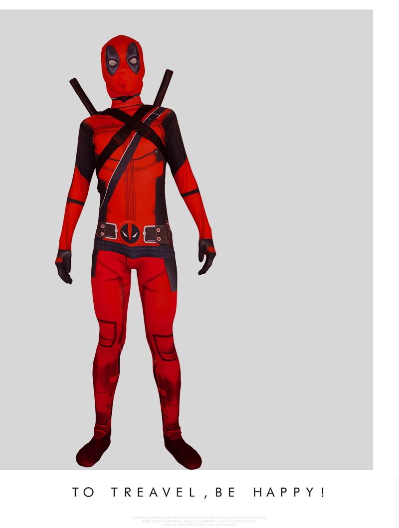 万圣节cosplay死侍Deadpool连体紧身衣服装动漫表演服漫威电影服-阿里巴巴