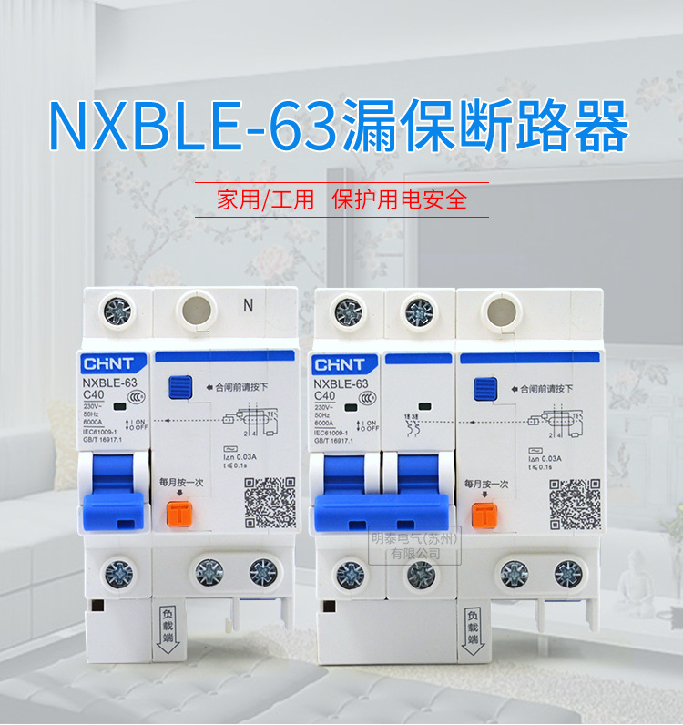 正泰昆仑漏电断路器NXBLE-63 1P+N 2P 3P+N 4P 40A 63A-阿里巴巴