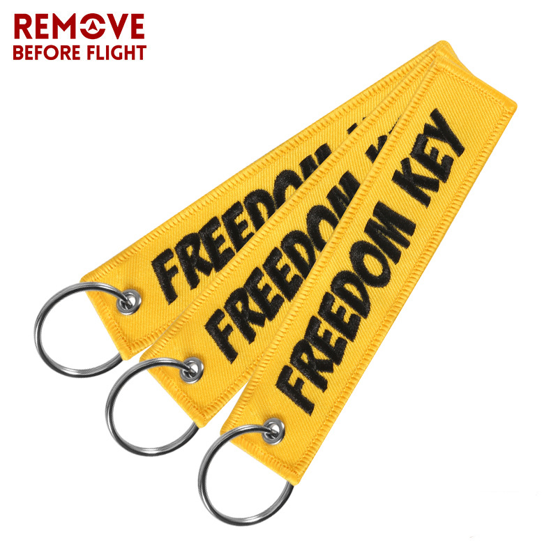FREEDOM KEY刺绣钥匙扣赛车钥匙扣黄底黑字绣花摩托车汽车钥匙扣-阿里巴巴