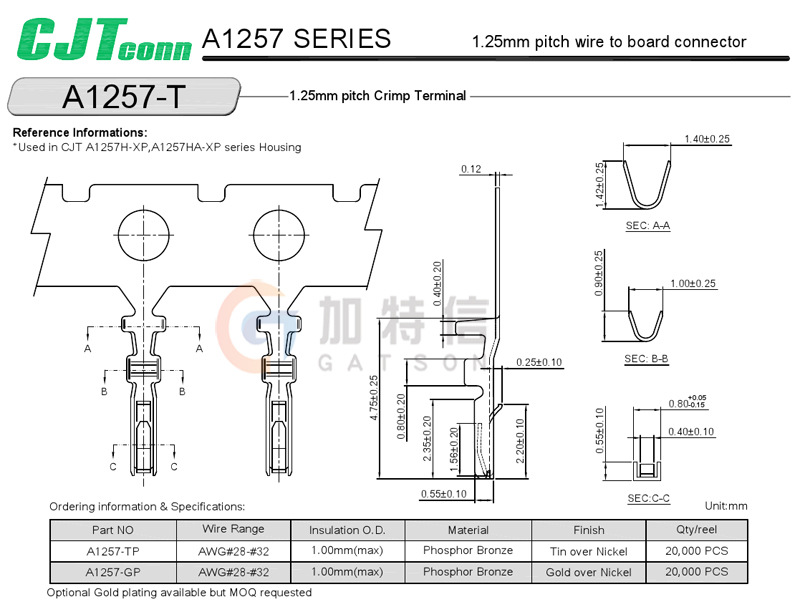 A1257-TP 连接器原装正品 压接端子 压线端子 镀锡-阿里巴巴