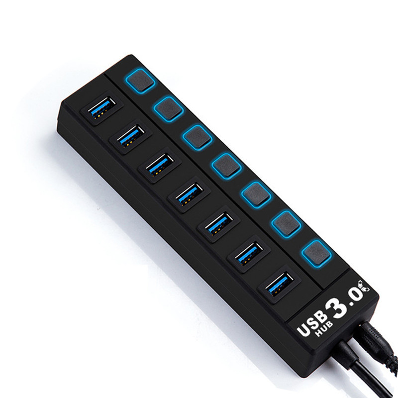 USB3.0按键四口七口HUB多功能独立开关hubUSB7口4口分线器集线器-阿里巴巴