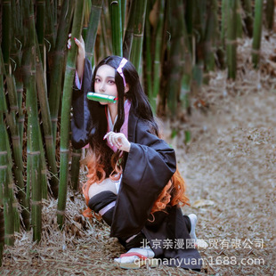 【亲漫园】鬼灭之刃灶门祢豆子cos服漫展年会表演cosplay服装全套-阿里巴巴