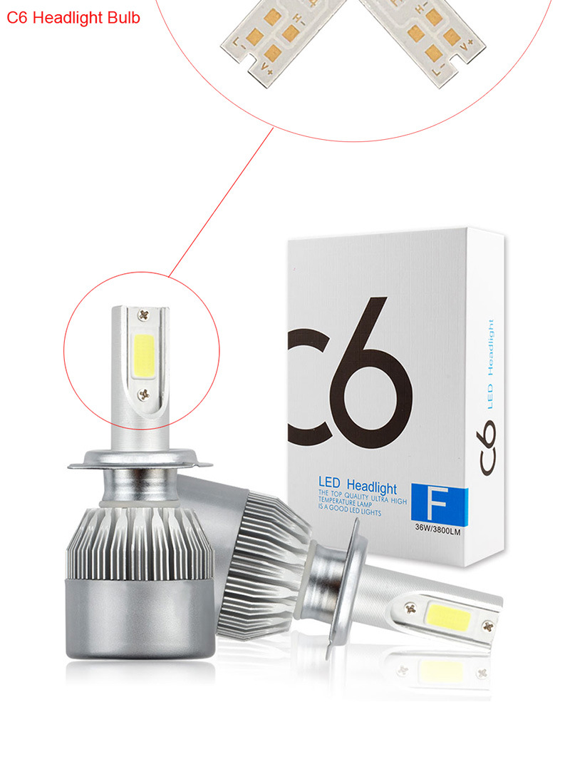 厂家直销C6 LED汽车大灯芯片COB光源H1 H3 H7 H4远近光COB灯珠15W-阿里巴巴