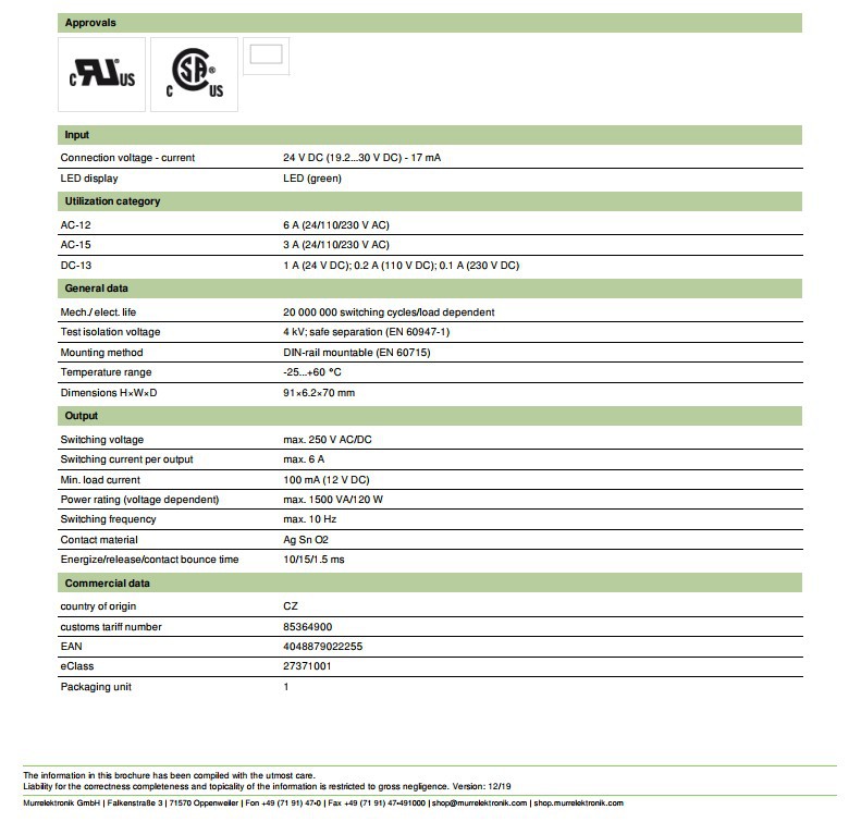 现货 MURR德国穆尔导轨式继电器6652102 6652500 6652000 6652104-阿里巴巴