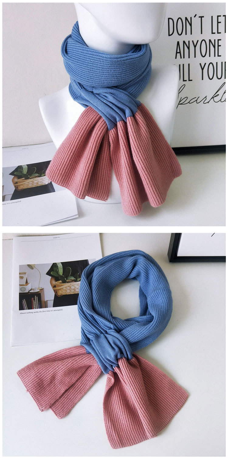 Wholesale two-color matching cross solid color scarf - Nihaojewelry