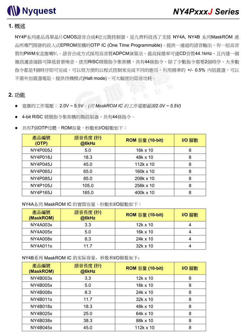 NY4P005AS14 封装SOP14 Nyquest/九齐一级代理 语音IC OTP全系列-阿里巴巴