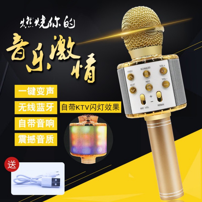新款高配LED灯WS858L家庭KTV音响话筒户外活动蓝牙音箱无线麦克风-阿里巴巴