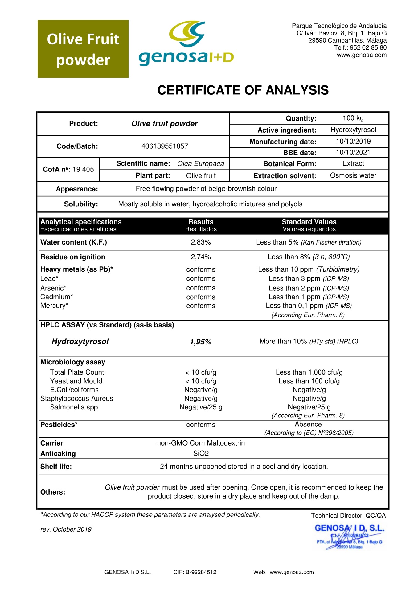 西班牙genosa I+D橄榄果粉（提取物）品牌：西班牙genosa西班牙包装规格:25kg/桶-盖德化工网