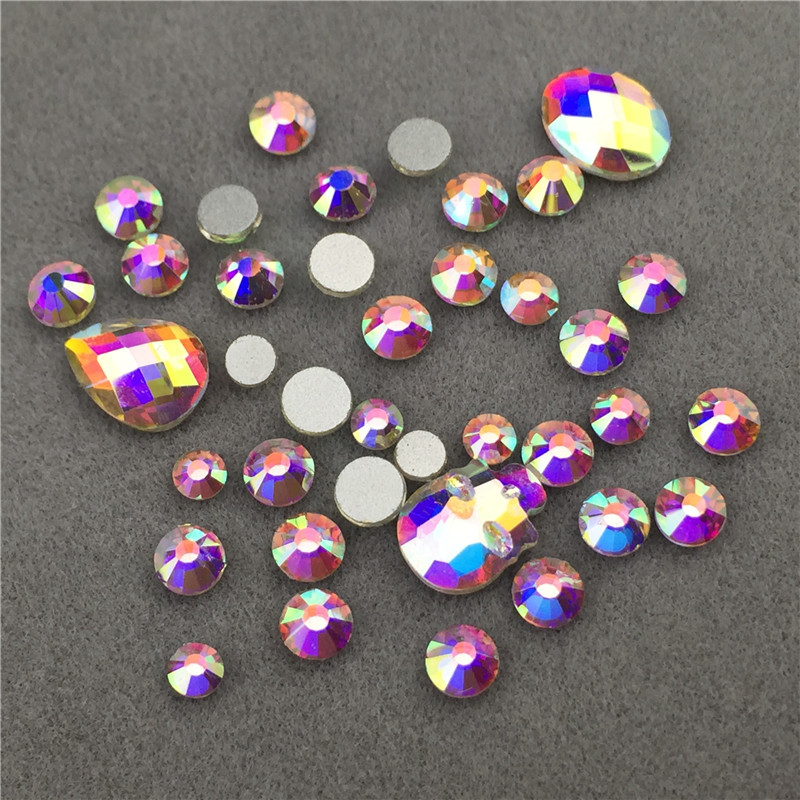 跨境美甲钻平底钻炫彩小圆形玻璃水钻手机贴 diy美甲饰品配件批发-阿里巴巴