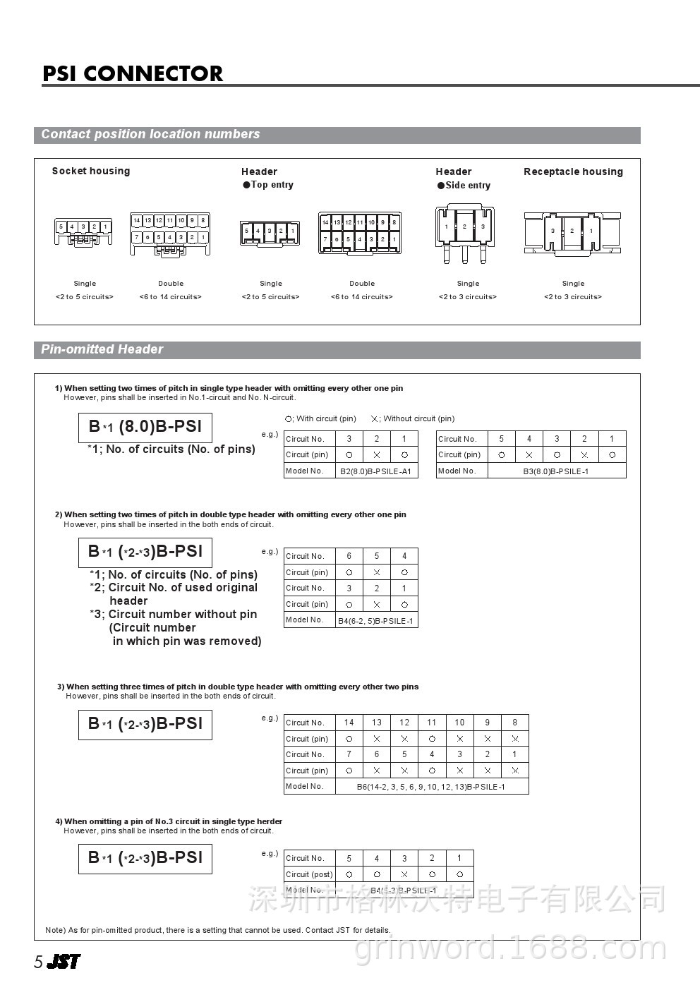供应PSIP-03V-R-C胶壳，4.0间距，JST原厂正品。-阿里巴巴