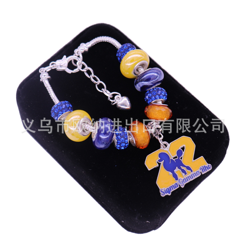 热卖大孔珠子手串Sigma Gamma Rho希腊女生联谊会标志手链批发-阿里巴巴