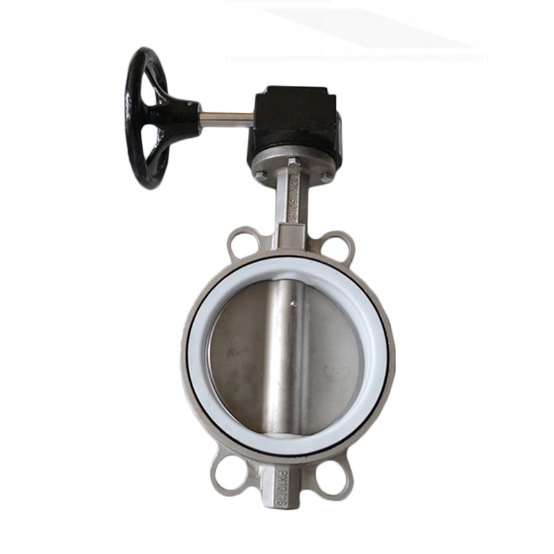 D371F-10P不锈钢304衬四氟蜗杆蝶阀DN100低压涡轮对夹式蝶阀DN500-阿里巴巴