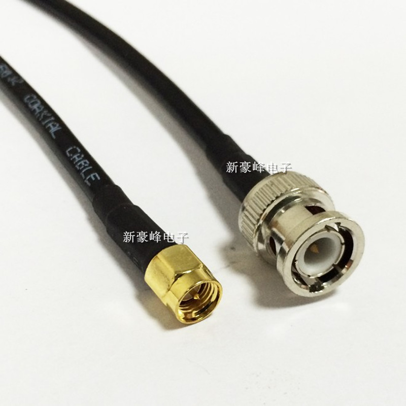 BNC公头Q9插头转SMA公头 RG223/U双网镀银射频RF延长信号连接线-阿里巴巴
